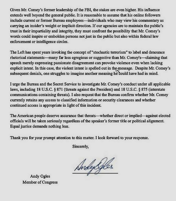 5-15-25 Letter to Secret Service Director Sean Curran and FBI Director ...